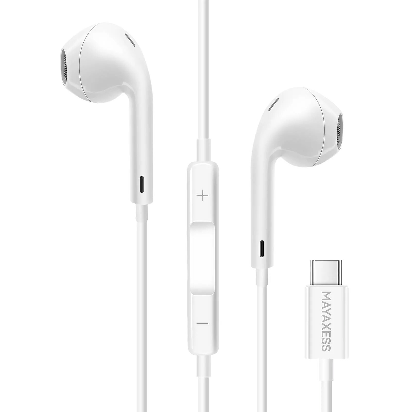 Mayaxess Écouteurs Filaires USB C avec Bouton Commande Intégré Blanc ...