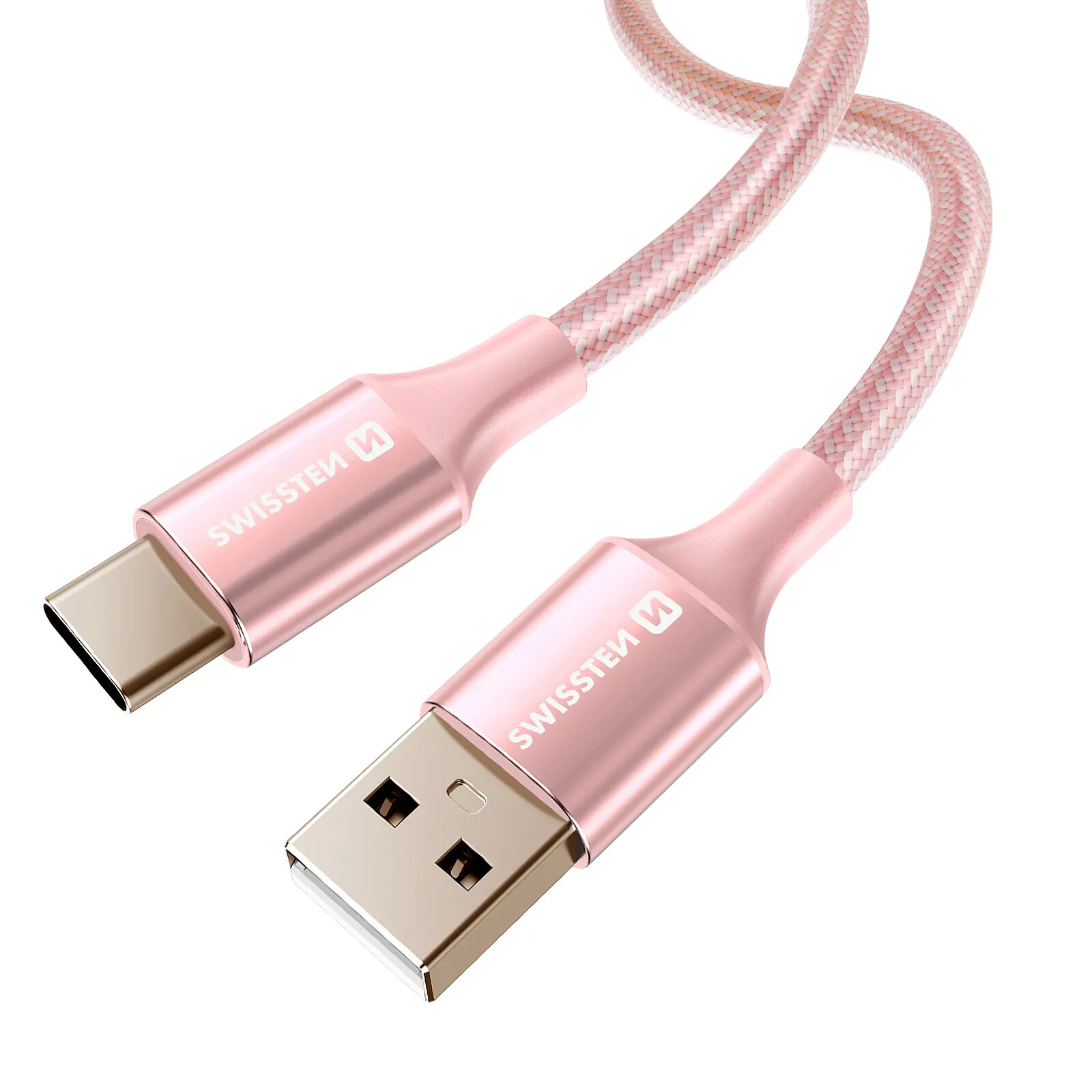 Swissten Câble USB vers USB-C Design Tressé Anti-nœud Rose - Câble ...