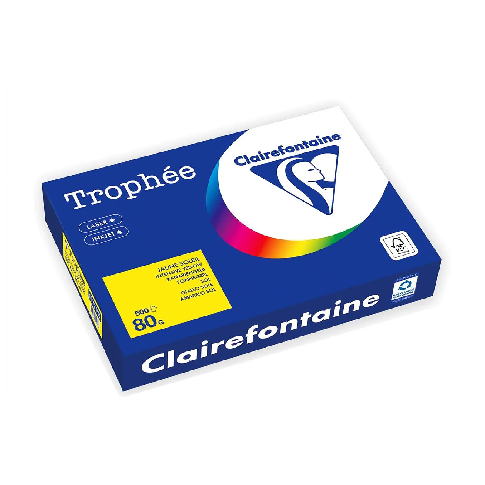 CLAIREFONTAINE Ramette Papier FSC A4 80g 500 Feuilles Jaune Soleil ...