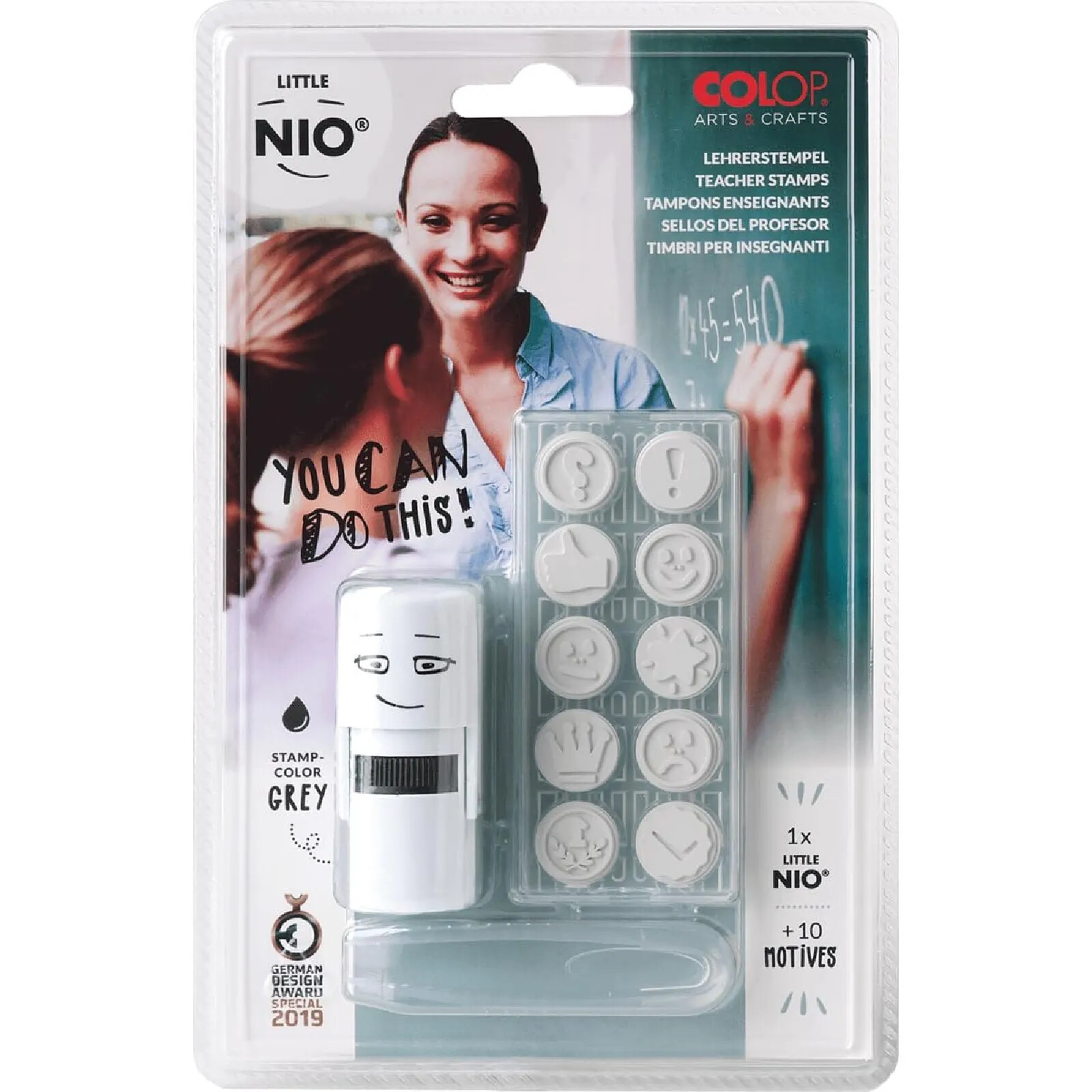 COLOP Kit tampon à motif 'LITTLE NIO' enseignant, blanc - Timbre ...