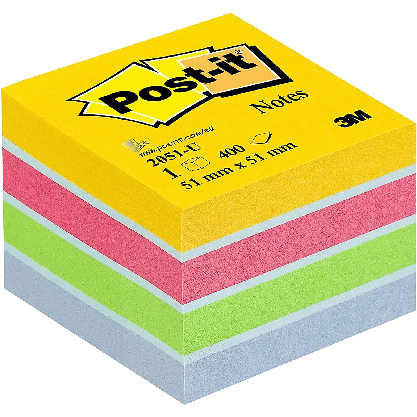 POST-IT Note Repositionnables mini cube, 51 x 51 mm 400 Feuilles Ultra ...