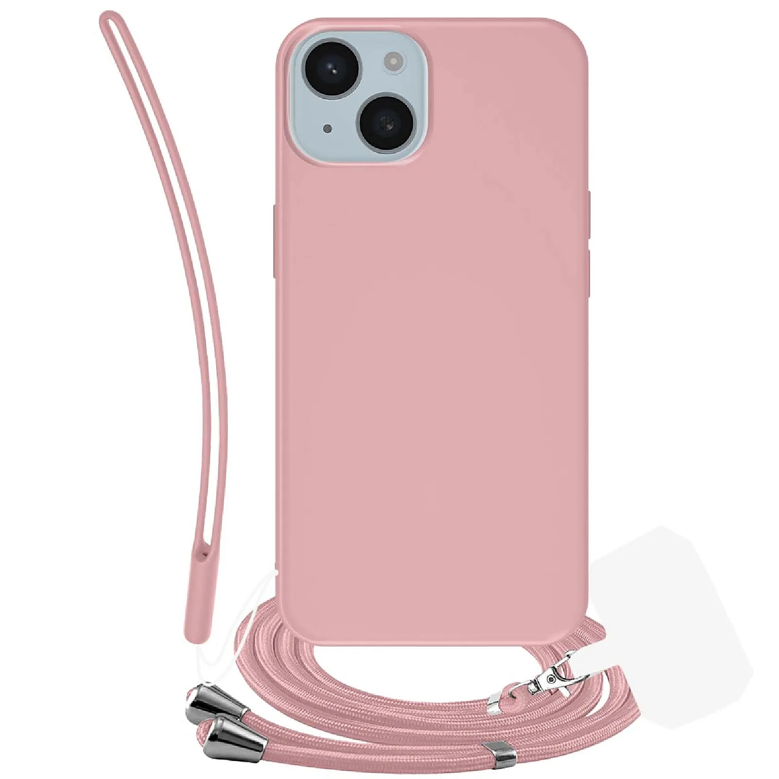 Jaym Coque pour iPhone 15 en Silicone avec Cordon et Sangle Inclus Rose ...