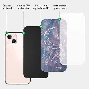 Evetane Coque iPhone 13 Mini Coque Soft Touch Glossy Lune Attrape Rêve ...