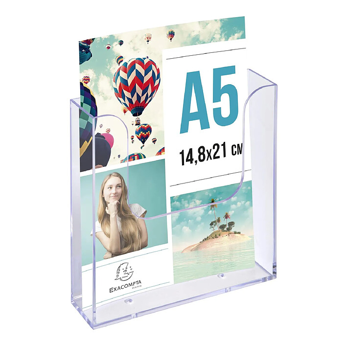 EXACOMPTA Distributeur de prospectus vertical A5 - Cristal - Présentoir - LDLC