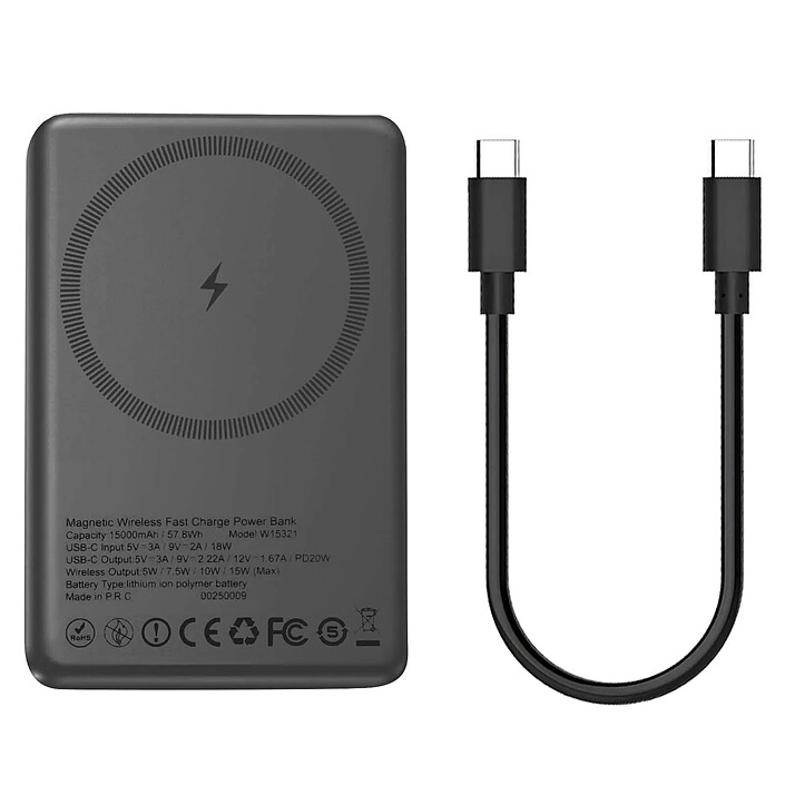 LinQ Power Bank USB-C Power Delivery 20W 15000mAh Compatible MagSafe ...